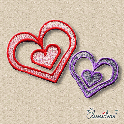 Machine embroidery Lace double hearts intertwined - beautiful machine ...