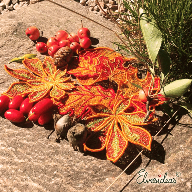 Autumn leaves - free standing lace for machine embroidery