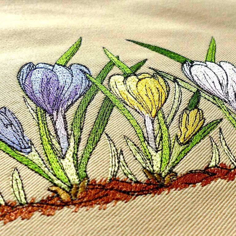 Embroidery design wild crocus - spring greetings from garden