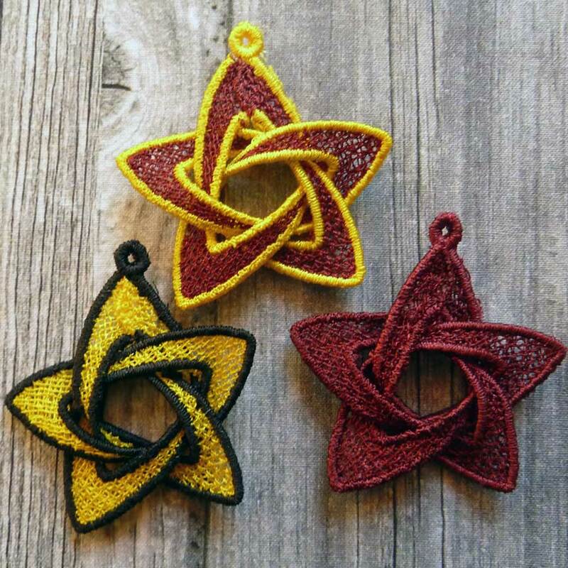 Elvesideas - machine embroidery design - 3D stars Free standing Lace