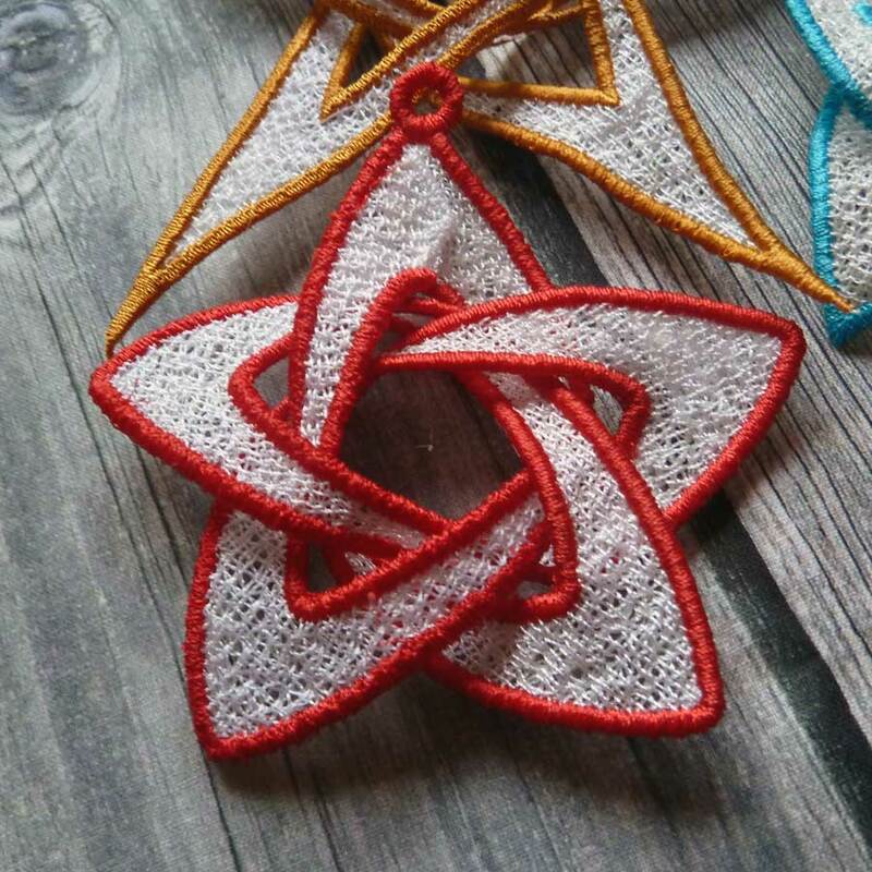 Elvesideas - machine embroidery design - 3D stars Free standing Lace