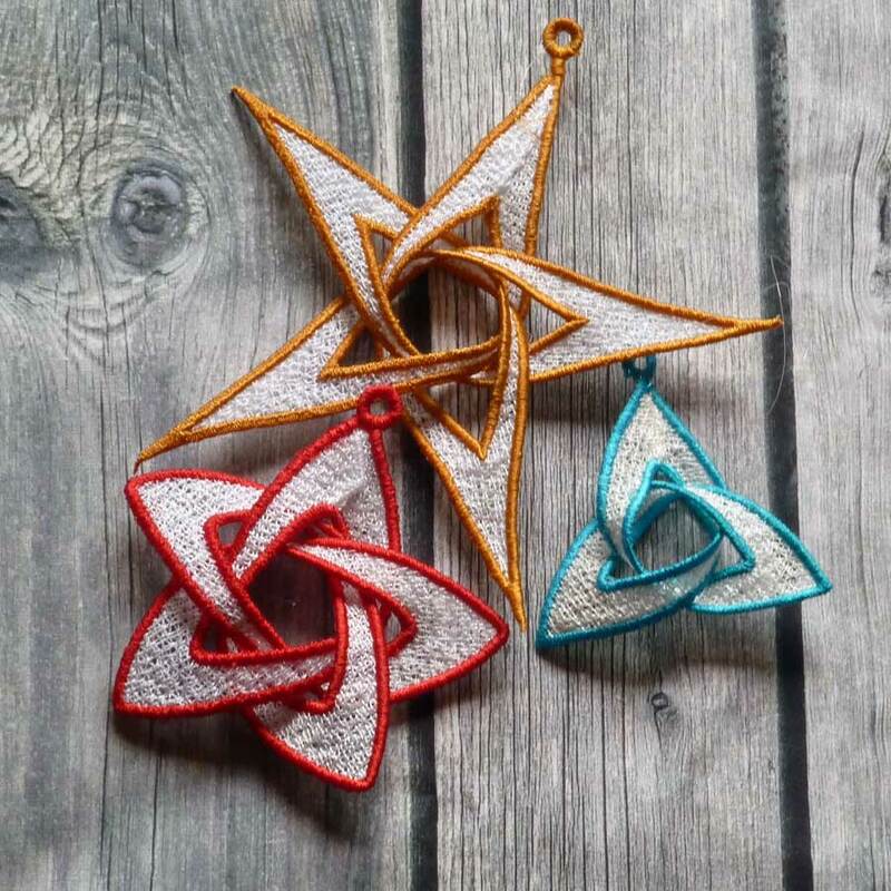 Elvesideas - machine embroidery design - 3D stars Free standing Lace